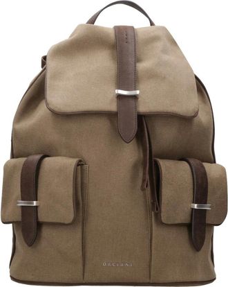 Orciani Homme, Sacs, Brun, Taille: ONE Size Canvas and Leather Backpack