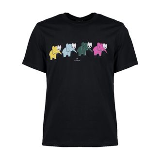Paul Smith Elephants Print Baumwoll-T-Shirt - - Tops - Herren - Schwarzk - S