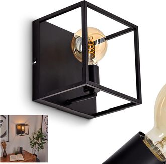 HOFSTEIN Wandleuchte Malao, moderne Wandlampe aus Metall in Schwarz, moderne Leuchte mit Lichteffekt durch Gitter-Optik, 1-flammig, 1 x E27 max. 60 Watt