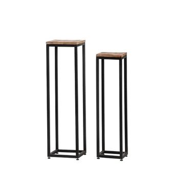 Gilde 2er Set Deko-S&auml;ule aus Metall - quadratisch - H&ouml;he 90cm x Breite 25cm - braun/schwarz - S&auml;ule zum Dekorieren