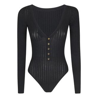Elisabetta Franchi Femme, Tops, Noir, Taille: 36 FR Body en maille transparente tricot&eacute;e