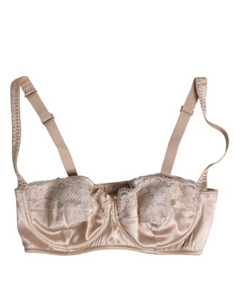 Dolce & Gabbana Womens Biege Silk Underwired Balconette Bra Underwear Beige Elastane Clothing