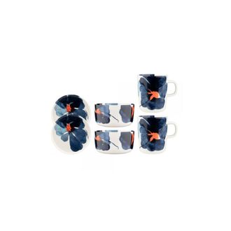 Marimekko Oiva/Valssi Breakfast Set, White, Blue, ornage