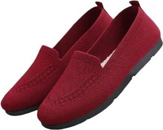 Generic Chaussures orthop&eacute;diques en tricot pour femme - Chaussures de marche confortables &agrave; enfiler avec semelle antid&eacute;rapante et tige en tricot respirant, Ro