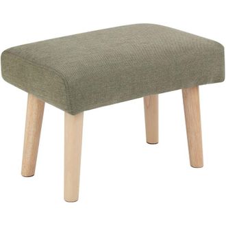 Beliani Tabouret dAppoint Moderne R&eacute;tro en Tissu Tapiss&eacute; Vert et Pieds en Bois Takoma II