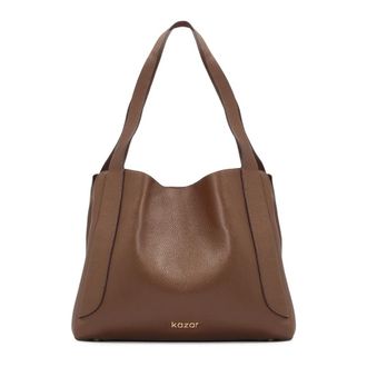 Kazar Braune genarbte Leder-Schultertasche - - Bags - Damen - Braun - ONE SIZE