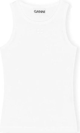 Ganni Femme, Tops, Blanc, Taille: 44 FR D&eacute;bardeur C&ocirc;tel&eacute; en Coton Doux