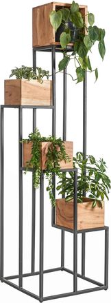 Landscape Blumenst&auml;nder, Schwarz, Akazie, Holz, Metall, Akazie, massiv, 42.5x150x42.5 cm, Wohnzimmer, Wohnzimmertische, Blumenst&auml;nder