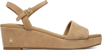 Tommy Hilfiger Sandalen Tommy Hilfiger Suede Wrapped Mid Wedge FW0FW09235 Braun