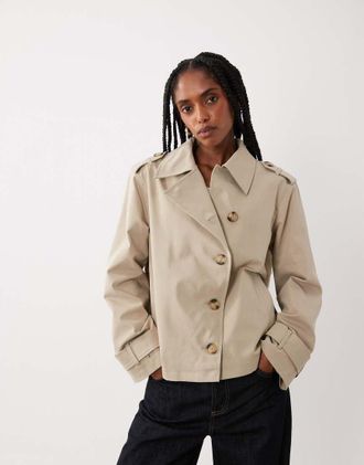 Threadbare Trench court &agrave; d&eacute;tail asym&eacute;trique - Taupe-Neutral