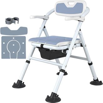 Generic Klappbarer Duschstuhl mit Arm- und Rückenstütze for ältere und behinderte Senioren, 170 kg Tragkraft, 6-stufig verstellbar(13)