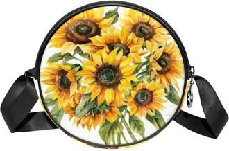 Generic Sac &agrave; bandouli&egrave;re rond pour femme, petit sac &agrave; bandouli&egrave;re avec fermeture &eacute;clair, bretelles r&eacute;glables, sac &agrave; main rond d&eacute;contract&eacute; pour femmes et fill