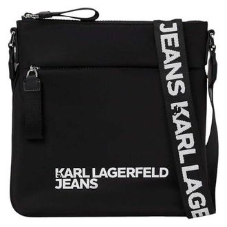Karl Lagerfeld Karl Lagerfeld Jeans, Sac &Agrave; Bandouli&egrave;re Plat En Nylon Essential Pour Hommes, Noir, One size
