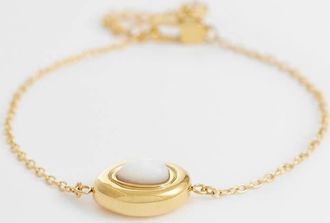 Abbott Lyon Goldfarbenes Armband aus Edelstahl mit 18-Karat-Vergoldung in geschmolzener Optik mit Perlendetail