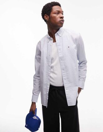 Tommy Hilfiger Seersucker-Hemd mit hellblauen Streifen