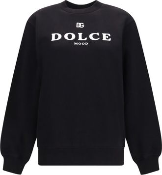 Dolce & Gabbana Womens Cotton Logo Crewneck Sweatshirt Black Sweatshirts Sweater