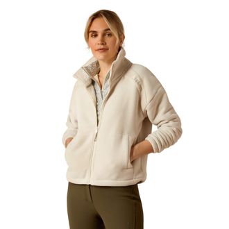 Ariat Womens Lafayette Full Zip Fleece Top Long Sleeve in Summer Sand, Size Large, by Ariat