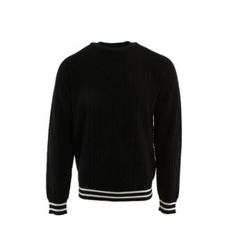 Balmain Merinowollpullover mit Streifendetail und Jacquardmuster - - Knitwear - Herren - Schwarzk - L