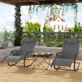 Woltu 2er Gartenliege faltbar Relaxliege Liegestuhl wetterfest Schwungliege bis zu 150 kg, Campingliege Strandliege Sonnenliege Sonnenliege mit