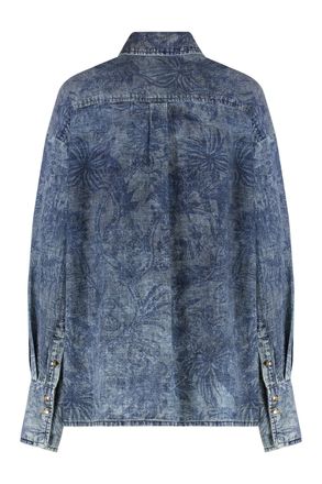 Just Cavalli Womens Deep Blue Denim Shirt Cotton