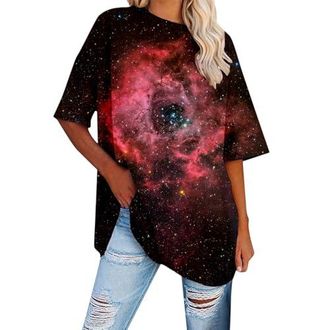 Generic T-shirt Galaxy pour femme - Imprim&eacute; galaxie - Tendance - Ciel &eacute;toil&eacute; - &Eacute;t&eacute; - Costume de carnaval - Costume de galaxie - Univers - Manches courtes, Noi