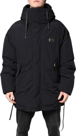 Dolce & Gabbana Nylon Hooded Parka Jacket - Black