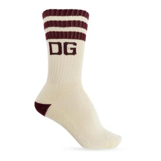 Dolce & Gabbana Homme, Sous-v&ecirc;tements, Beige, Taille: XL Chaussettes en coton avec logo