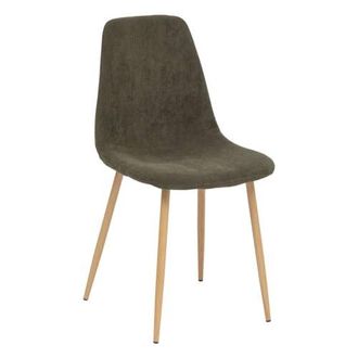 Atmosphera Atmosphera - Chaise en Velours Côtelé Vert Kaki, H 87 cm, Pieds Métal Effet Bois - pour Salle à Manger, Salon, Bureau