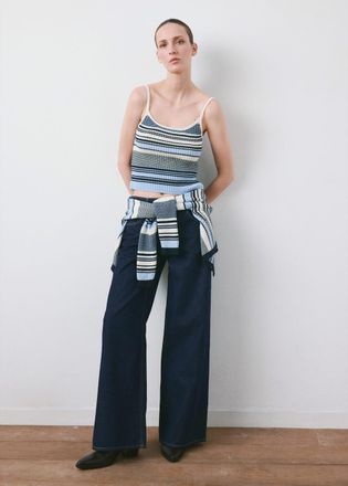 Mango Tailliertes gestreiftes Top blau - Damen - S - MANGO