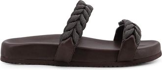 Brunello Cucinelli Femme, Chaussures, Brun, Taille: 39 EU Sandales en cuir avec brides tress&eacute;es pr&eacute;cieuses