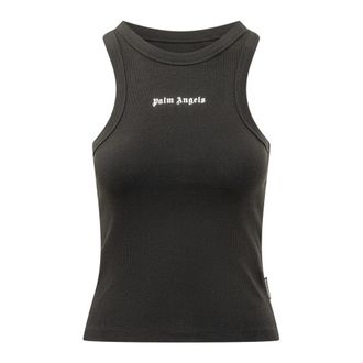 Palm Angels Femme, Tops, Noir, Taille: 38 FR D&eacute;bardeur ajust&eacute; classique avec logo