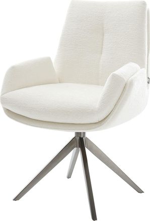 DELIFE Esszimmerstuhl Clea-Flex Kreuzgestell breit Graphit Boucl&eacute; Soft Beige 360&deg; drehbar Wippfunktion