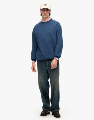 Superdry Blank - Oversize-Sweatshirt in Insignienblau mit Rundhalsausschnitt