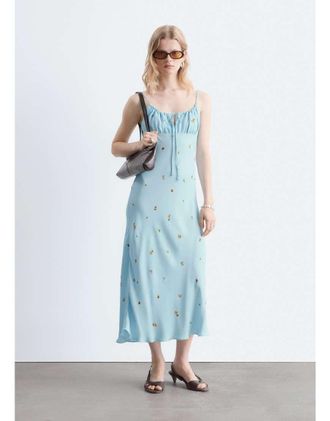 & Other Stories robe d&eacute;t&eacute; mi-longue bleu clair &agrave; petites fleurs