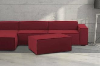 Talamo Italia Antonella-Pouf, Wohnzimmer-Pouf, Relaxsessel aus gepolstertem Stoff, 100 % Made in Italy, 100 x 70 x 43 cm, Rot