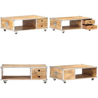 vidaXL Couchtisch 89x59x33 cm Massives Raues Mangoholz - Couchtisch - Wohnzimmertisch - Mangoholz Tisch - Industriel Style - Beistelltisch - Home & Living