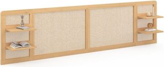 IDMarket H&auml;ngekopfteil edhen 240 cm Rohrgeflecht und Holz mit Regalen