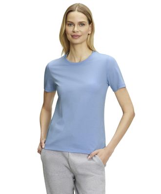 Falke Damen T-Shirt Basic Round Neck W S/s Sh Baumwolle weich kurzarm bequem sehr leicht 1 St&uuml;ck, Blau Sky Blue 6807, XXL