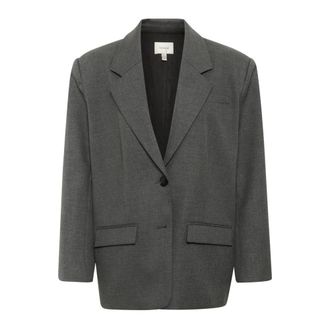 Gestuz Dunkelgrauer Melange Oversized Blazer - - Jackets - Damen - Grau - M