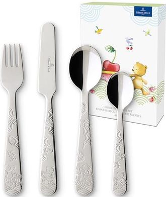 Villeroy & Boch Hungry As A Bear Kinderbesteck Set 4 Teilig, Rostfrei, Sp&uuml;lmaschinenfest, Besteckset Kinder Mit B&auml;r, Essbesteck Kinder, Kindergabel, Kinderl&ouml;ffel, Kin