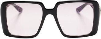 Gucci Sonnenbrille mit eckigem Gestell - Schwarz