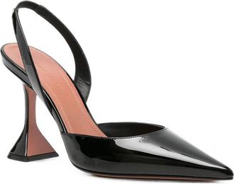 Amina Muaddi Sculptural Pyramid Heel Slingback Pump - Black