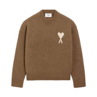 Ami Haselnussbrauner Rundhalsausschnitt Pullover - - Knitwear - Herren - Braun - S