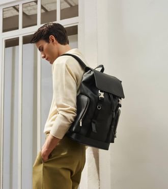 Le Tanneur Sac &agrave; dos &agrave; rabat Maurice en toile enduite