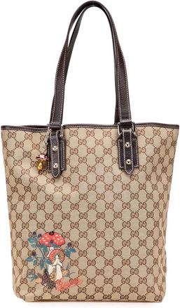 Gucci Shopper - GG Canvas Embroidered Mushroom Tote - Gr. unisize - in Braun - für Damen