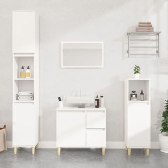 vidaXL Vidaxl - Ensemble darmoires salle de bain 3 pcs blanc bois ding&eacute;nierie