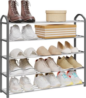 Woltu Schuhregal Metall 5 Schicht, Platzsparend mit Tragegriff, Rostbeständig, Schuhständer für Flur,Kleiderschrank,Eingangsbereich,Schlafzimmer, 79x75x18,5