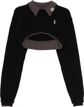 Miharayasuhiro Mihara Yasuhiro, Femme, Pulls, Noir, Taille: 36 FR Cropped Layered Knit Pullover
