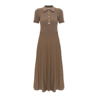 Michael Kors Geripptes Stretch-Strick-Polo-Midikleid - - Dresses - Damen - Braun - XS