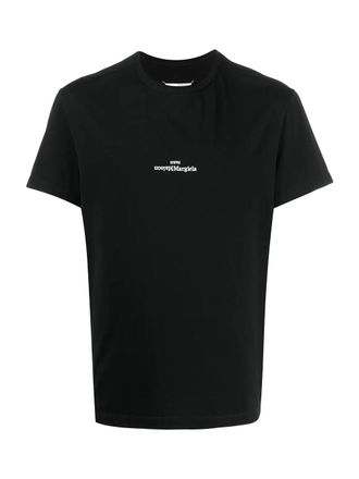 Maison Margiela Embroidered Distorted-Logo T-Shirt - Black